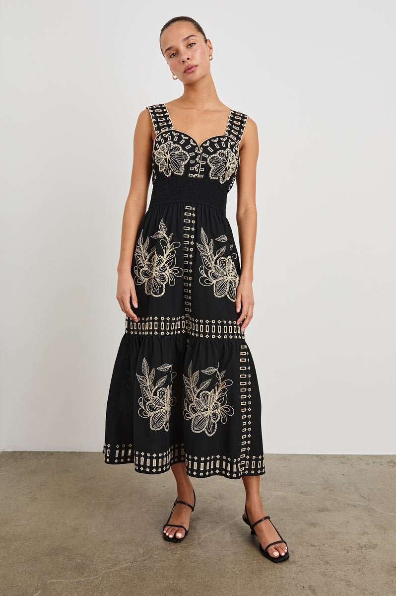 FAWN DRESS - BLACK TAN EMBROIDERY – Rails EU
