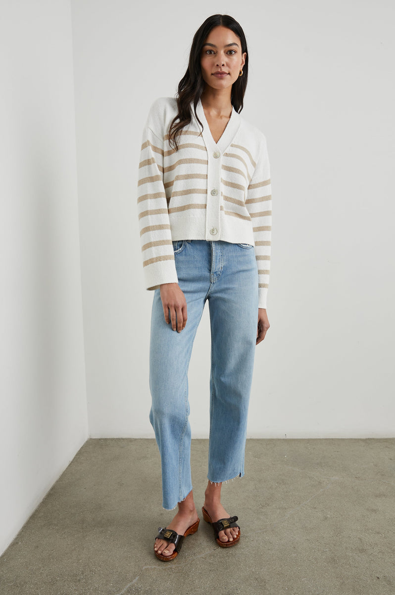 GENEVA CARDIGAN - SAND STRIPE – Rails EU