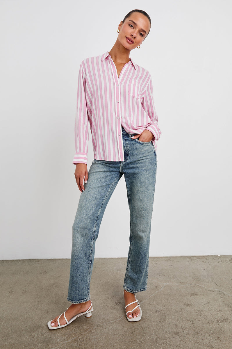 WREN SHIRT - ROSE BLOOM STRIPE – Rails EU