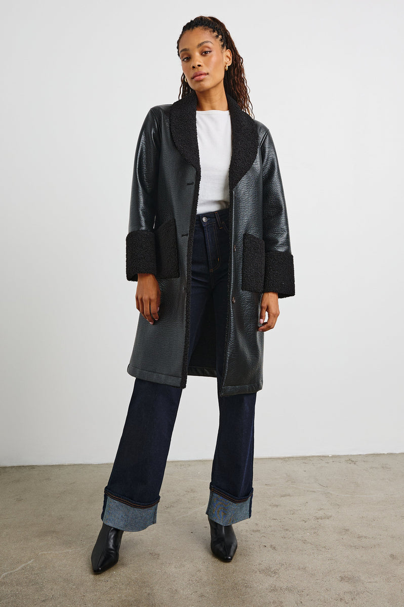 ZODIAC JACKET - BLACK SHEARLING – Rails EU